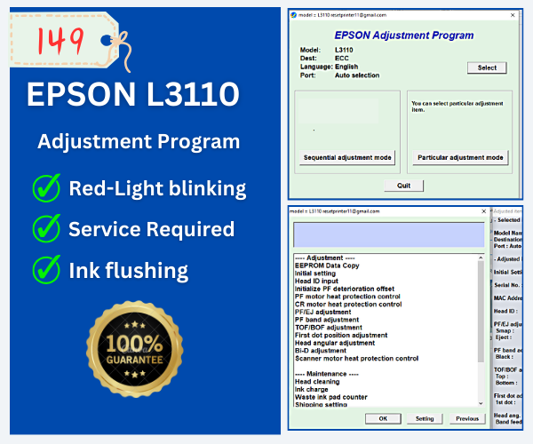Epson Resetter L3110 L3115 L3116 Adjustment Program Unlimited PC